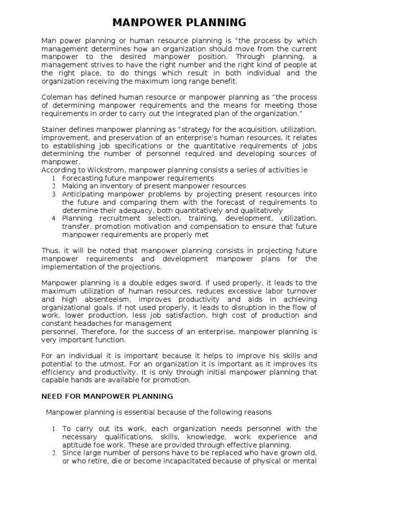 Manpower Planning | PDF | Human Resources | Employment