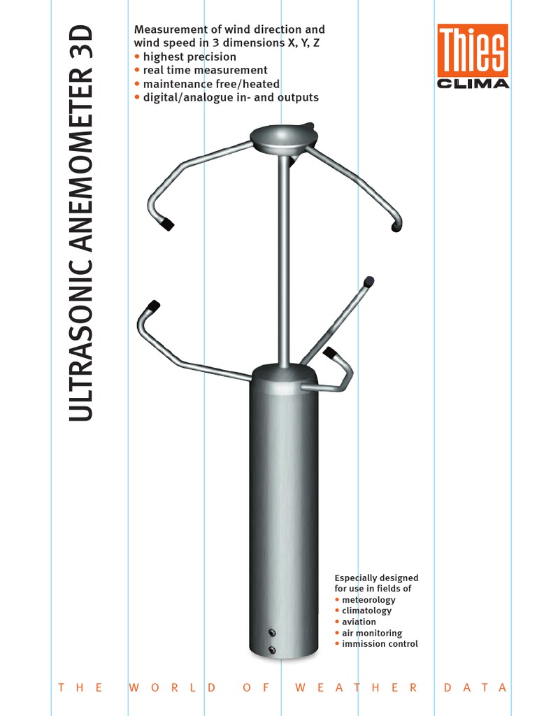3D Ultrasonic Anemometer Overview | PDF | Wind Speed | Electrical ...