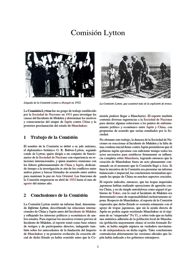 Informe de la Comisión Lytton 1932 | PDF | Relaciones internacionales ...