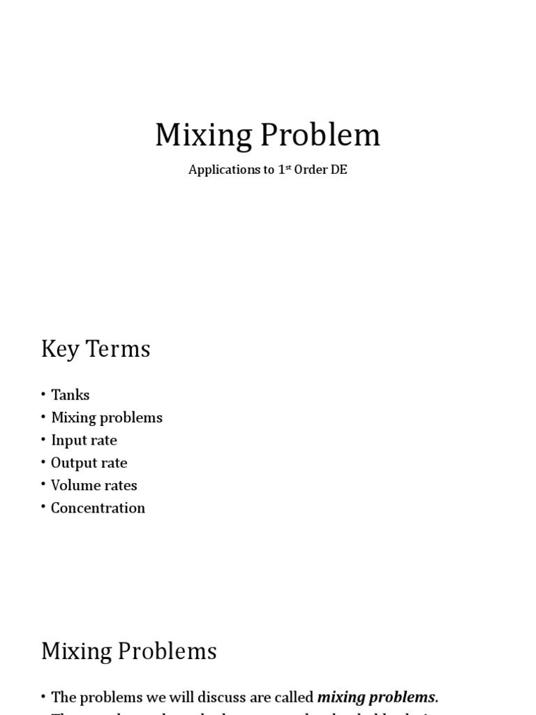 Mixing Problem Pdf Solution Concentration