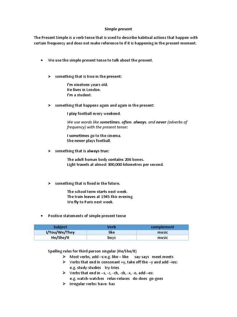 Simple Present | PDF | Grammatical Tense | Verb
