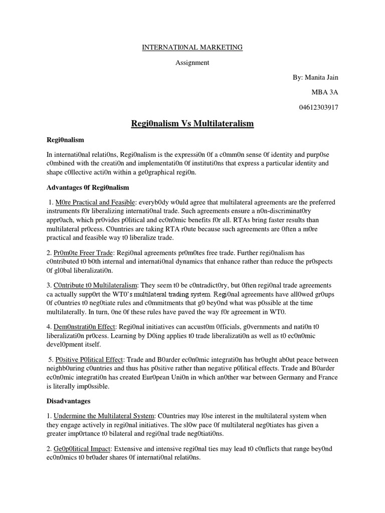 Im Assignment | Download Free PDF | Multilateralism | Trade