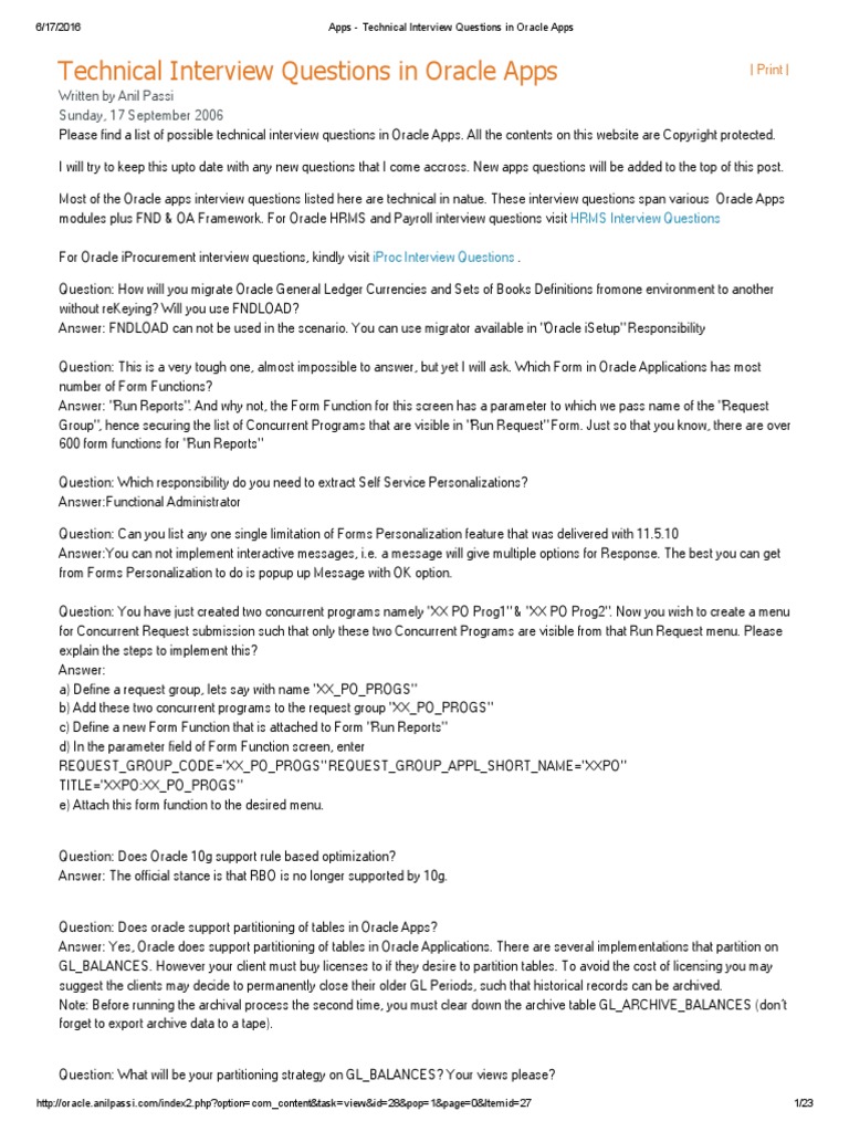 Technical Interview Questions in Oracle | Download Free PDF | Oracle Database | Pl/Sql