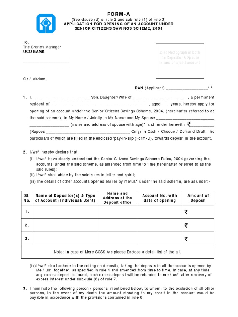Form A Scss Ac Opening Form 28 Nov 2016 | PDF | Birth Certificate ...