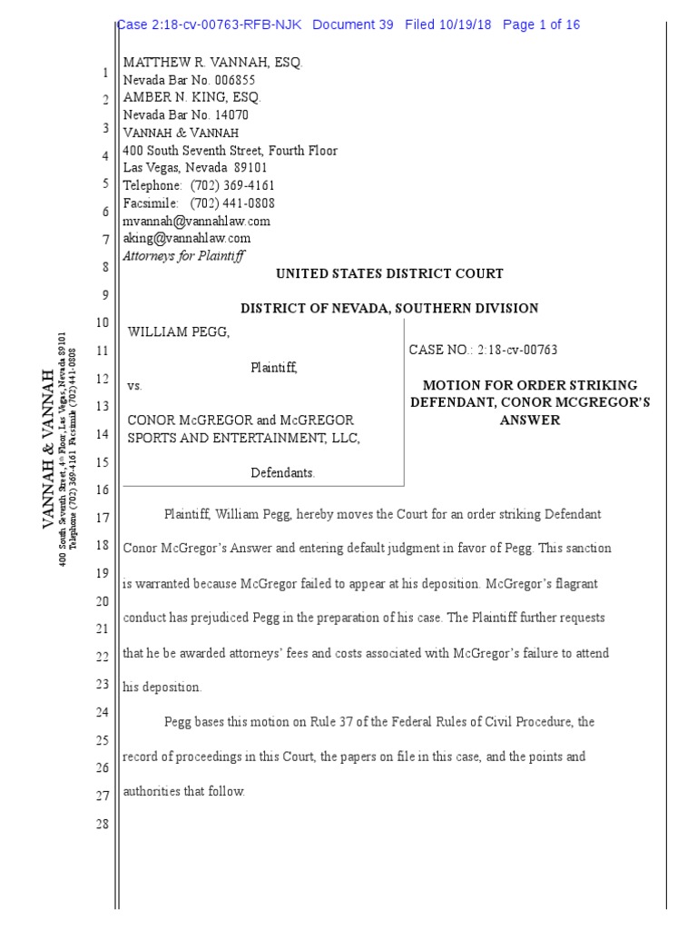 Ps Motion To Strike Answer | Download Free PDF | Deposition (Law ...