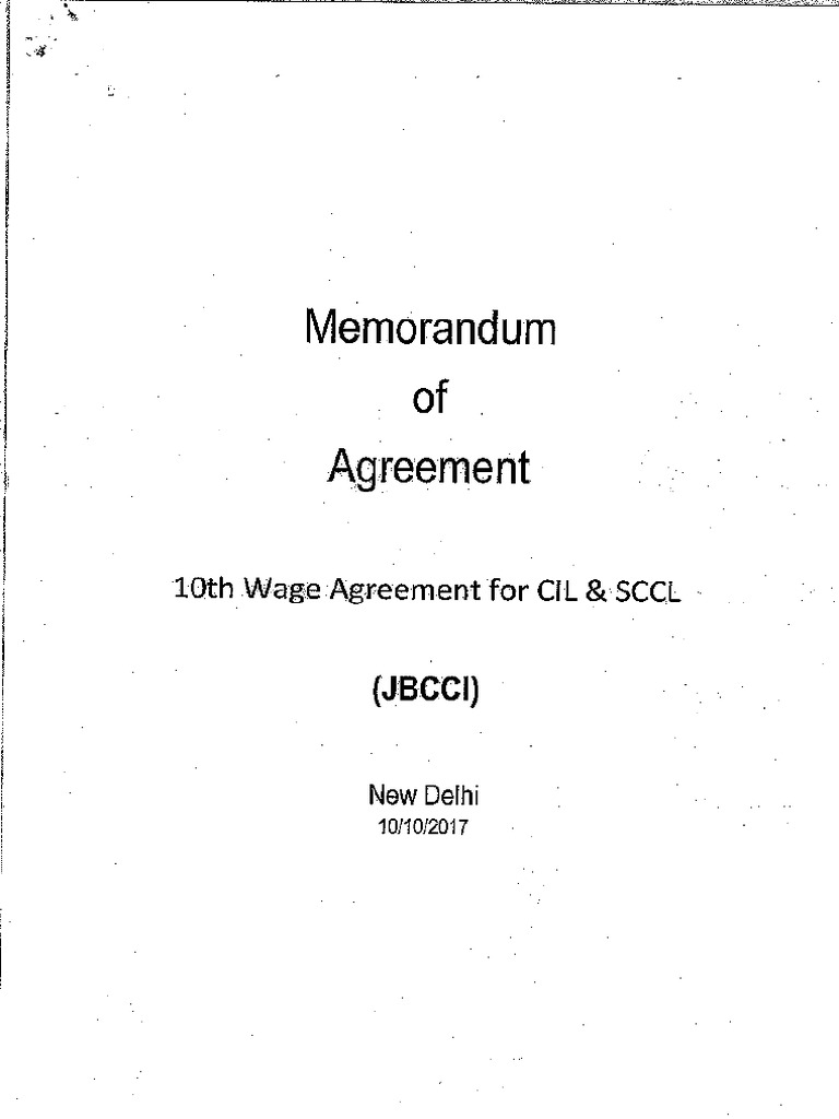 CIL&SCCL Ncwa-X | PDF | Piece Work | Coal Mining