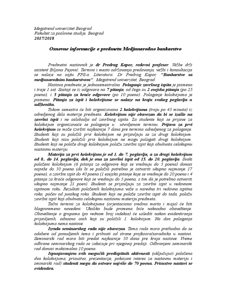 Osnovne Informacije | PDF