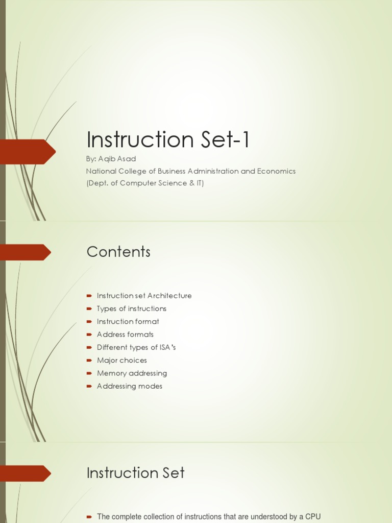 Instruction Set-1 | PDF | Central Processing Unit | Computer Data Storage