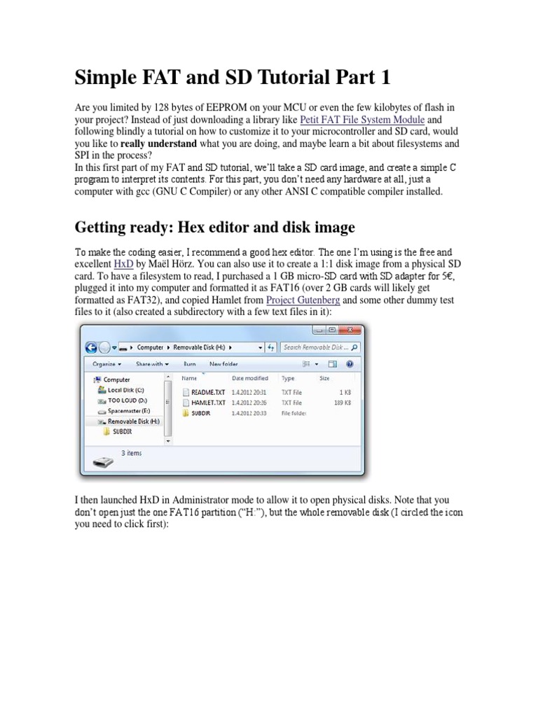 Simple FAT y SD Tutorial Parte 1-Ingles | PDF | Secure Digital | Booting