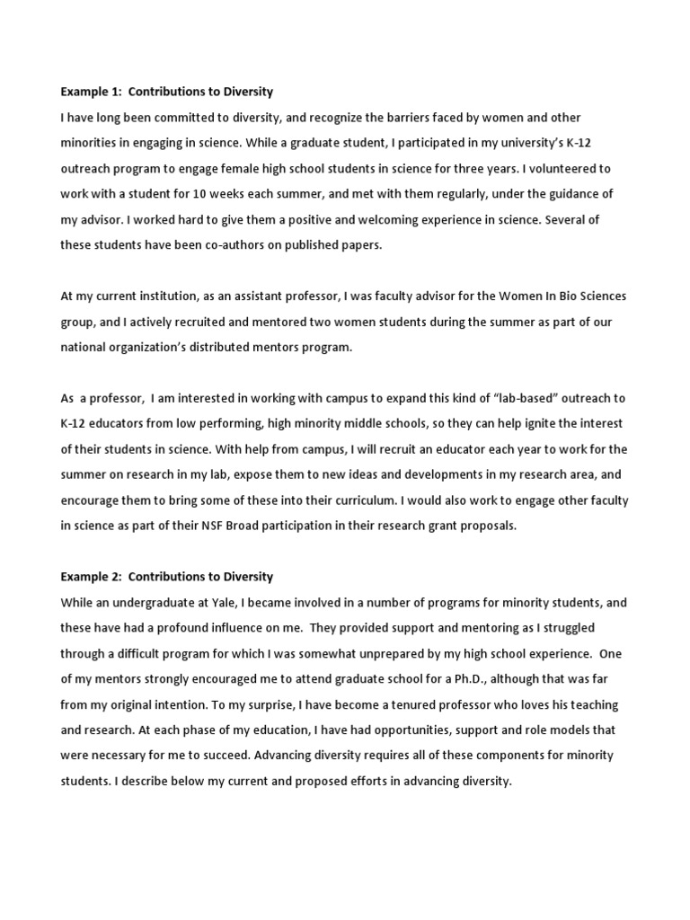 Diversity Statements | PDF | Graduate School | Mentorship