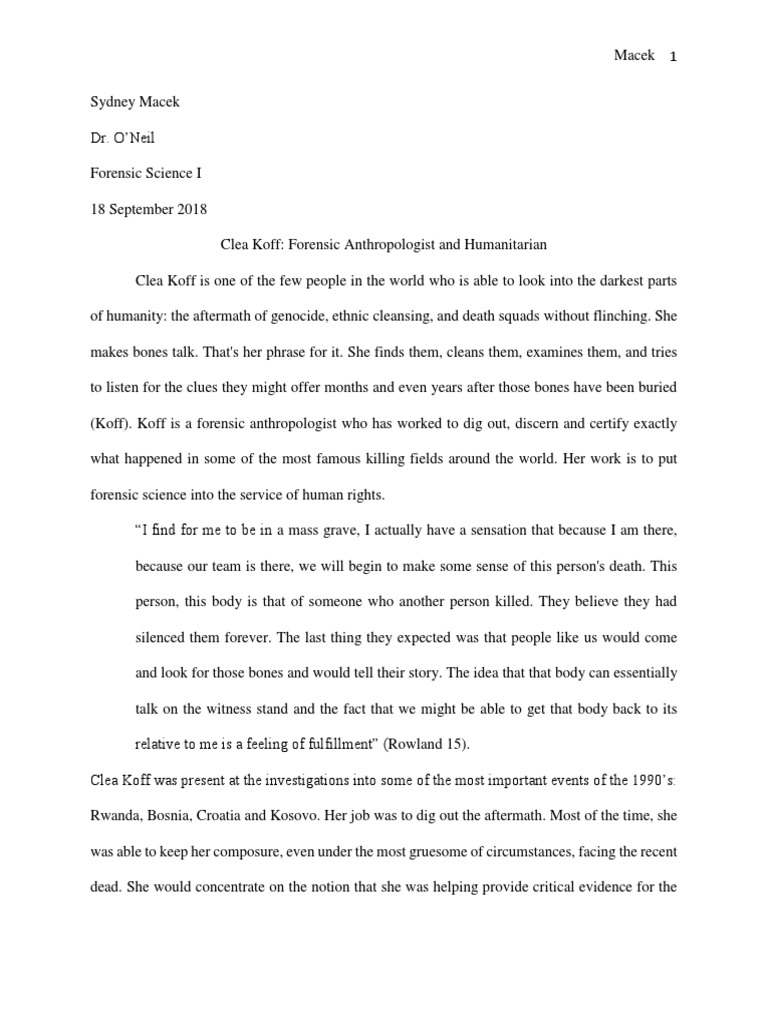 Clea Koff Forensic Anthropologist | PDF | Genocides | Forensic Science