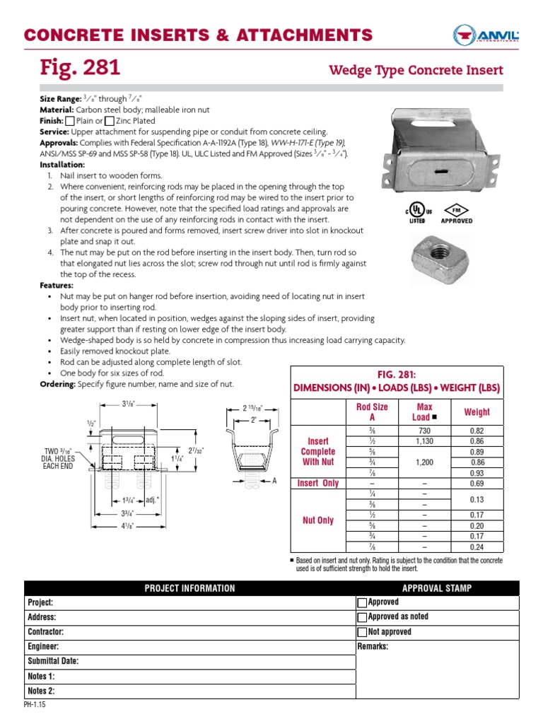 Concrete Inserts & Attachments: Wedge Type Concrete Insert | Download ...