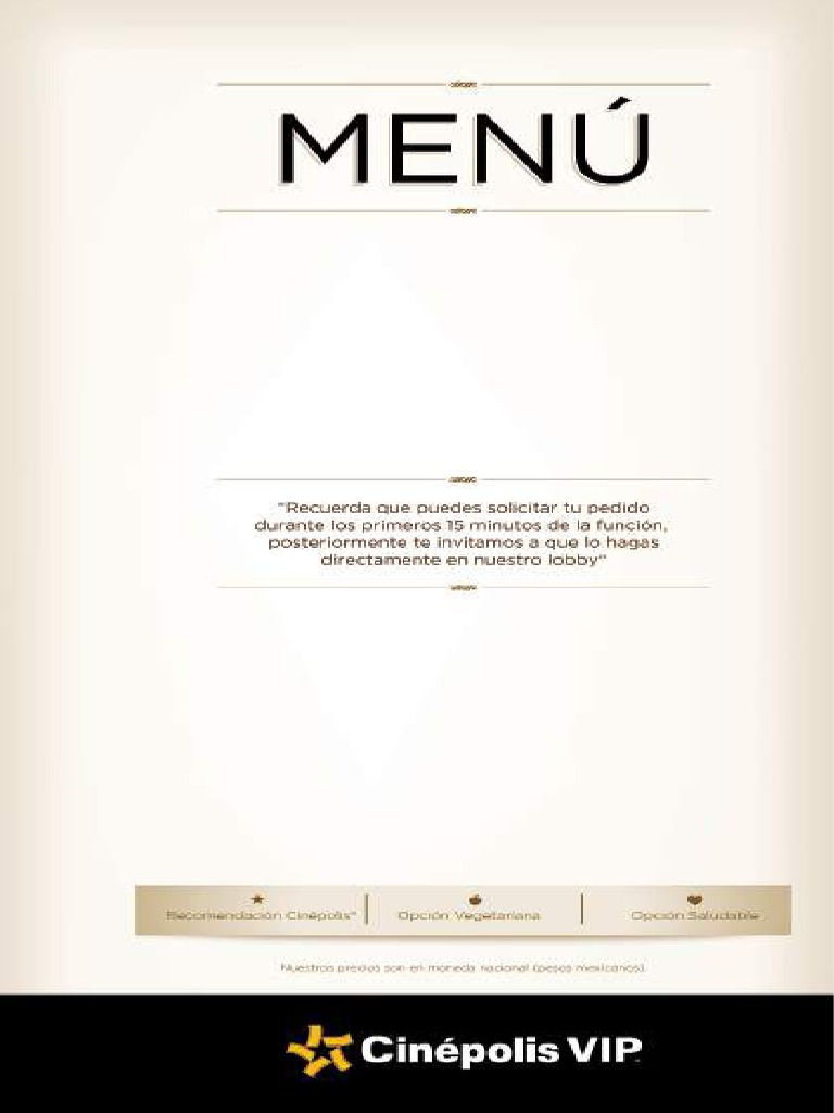 Cinepolis Vip Menu