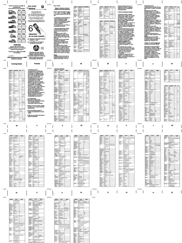 MANUAL CONTROL REMOTO dh60805 PDF | PDF | Grabadora de vídeo | Control ...