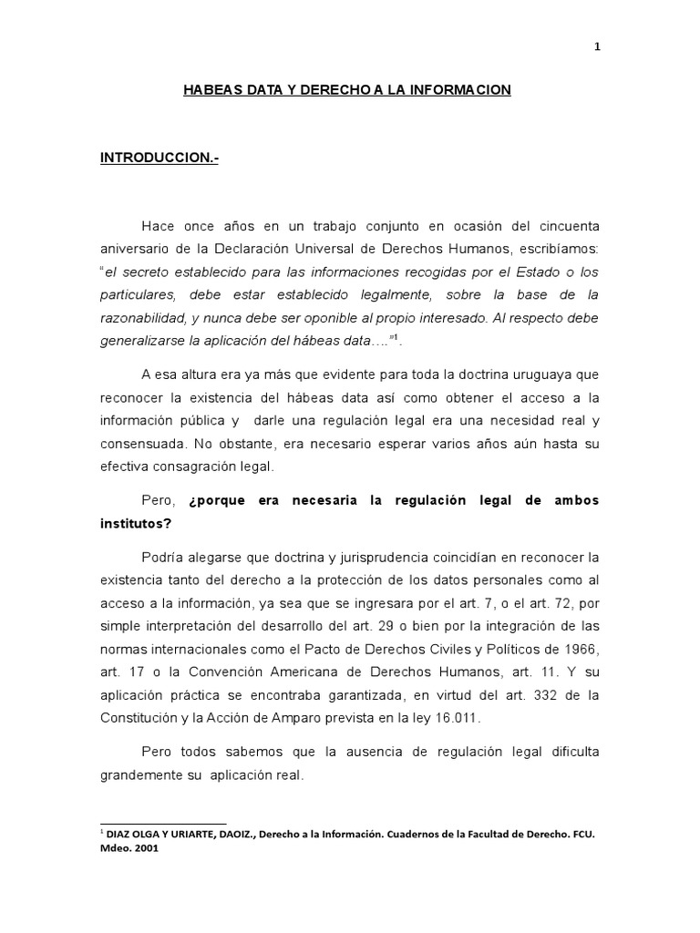 Habeas Data y Derecho A La Informacion | PDF | Habeas corpus | Derechos ...