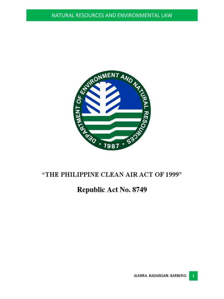 Clean Air Act of 1999 and Solid Waste Management Act of 2000 | PDF ...