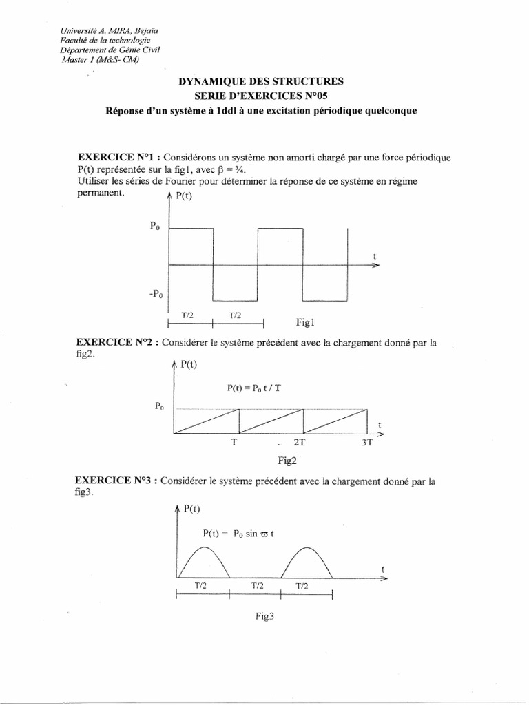 Dynamique des Structures : Exercices Fourier | PDF
