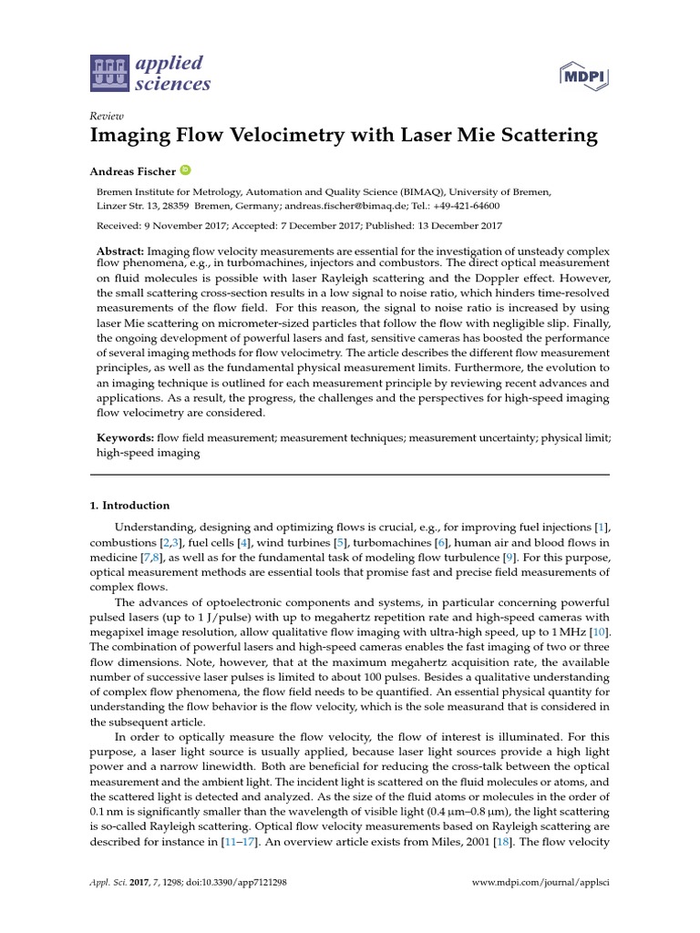 High-Speed Flow Imaging via Mie Scattering | PDF | Interferometry | Scattering