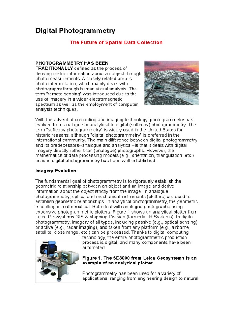 Digital Photogrammetry: Automation and the Evolution from Analogue to ...