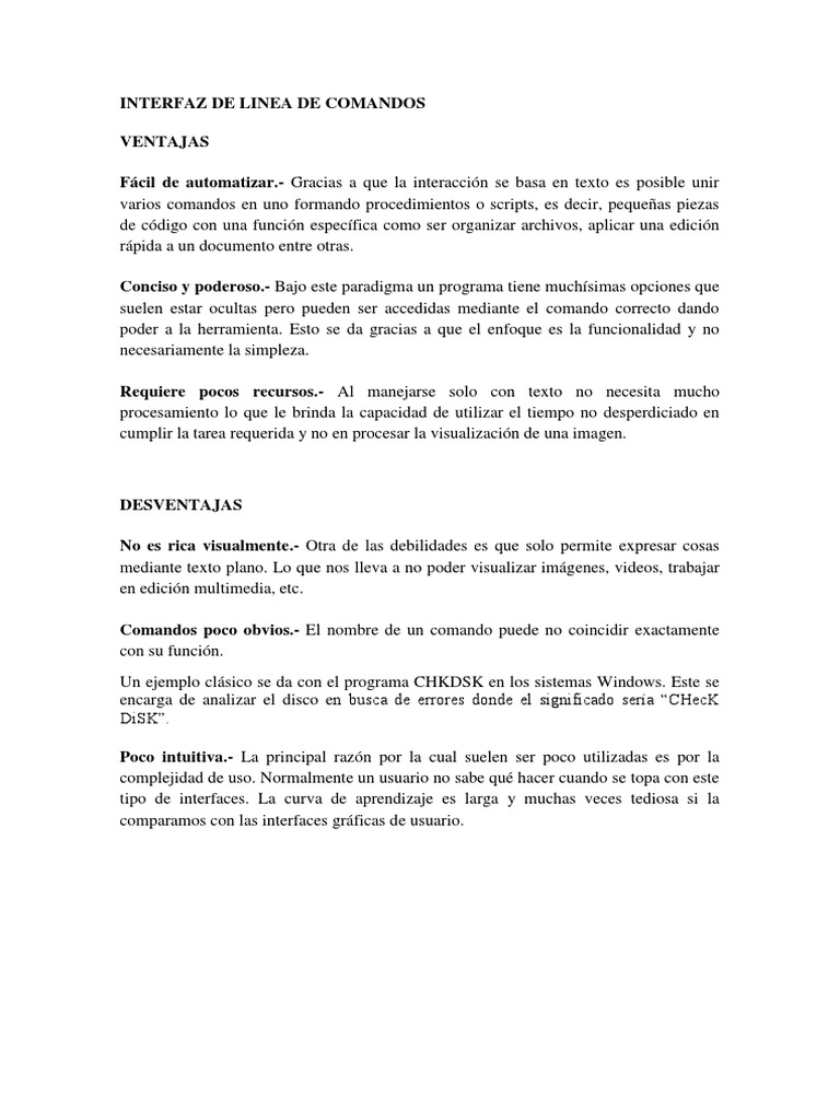 Interfaz de Linea de Comandos | PDF | Interfaz de usuario | Programa de ...