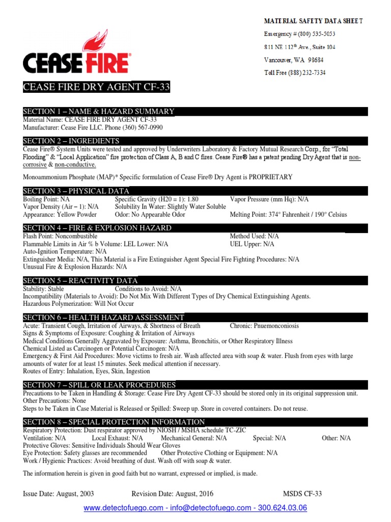 Ceasefire Supresion Systems - All Data Sheets | PDF | Fahrenheit | Celsius