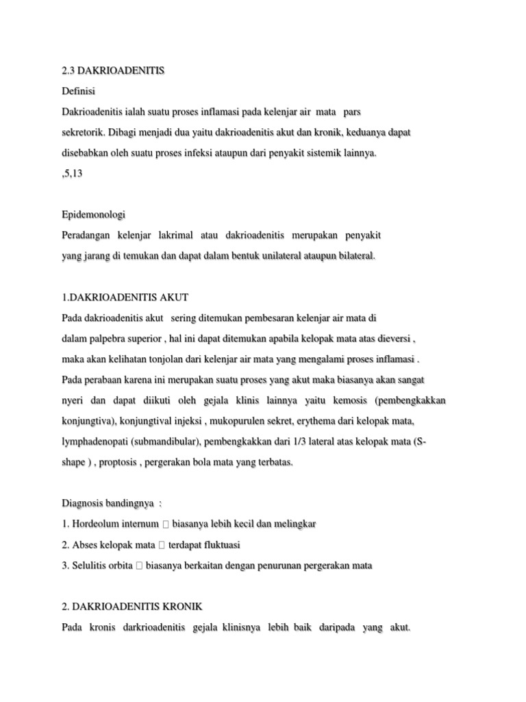 Dakrioadenitis: Definisi dan Gejala | PDF
