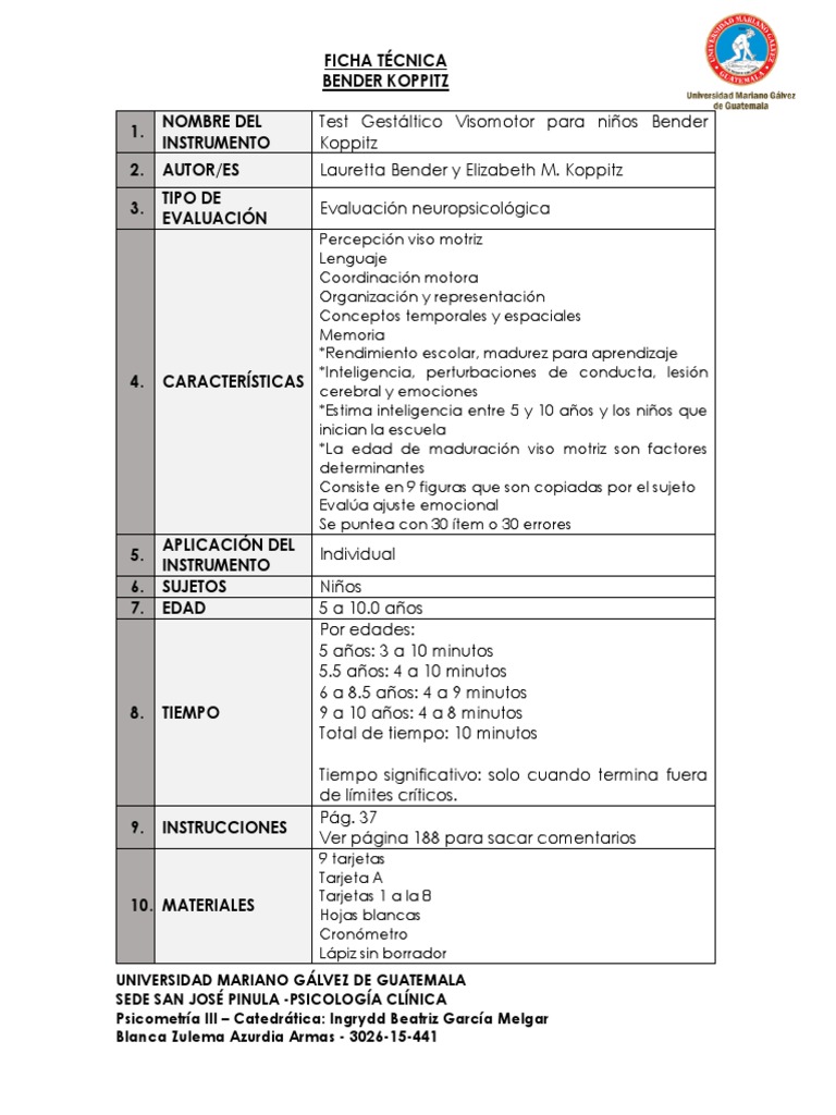 Ficha Bender Koppitz | PDF | Validez (Estadísticas) | Epistemología