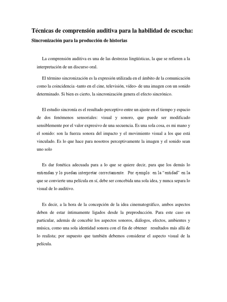Técnicas de Comprensión Auditiva para La Habilidad de Escucha | PDF ...