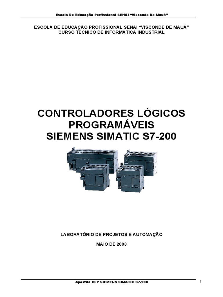 Apostila - SENAI SP S7-200 PDF | PDF | Controlador lógico programável ...
