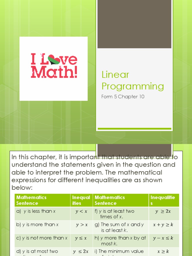 Linear Programming | PDF | Applied Mathematics | Mathematical Relations Linear Programming | PDF | Applied Mathematics | Mathematical Relations