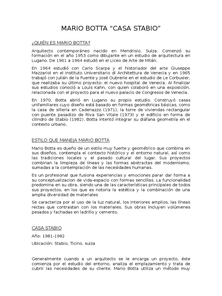Mario Botta | PDF | Diseño arquitectonico | Arquitectura