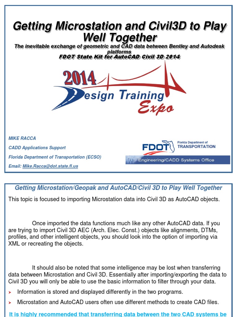 Getting Microstation and Civil3D To Play Well Together | PDF | Auto Cad ...