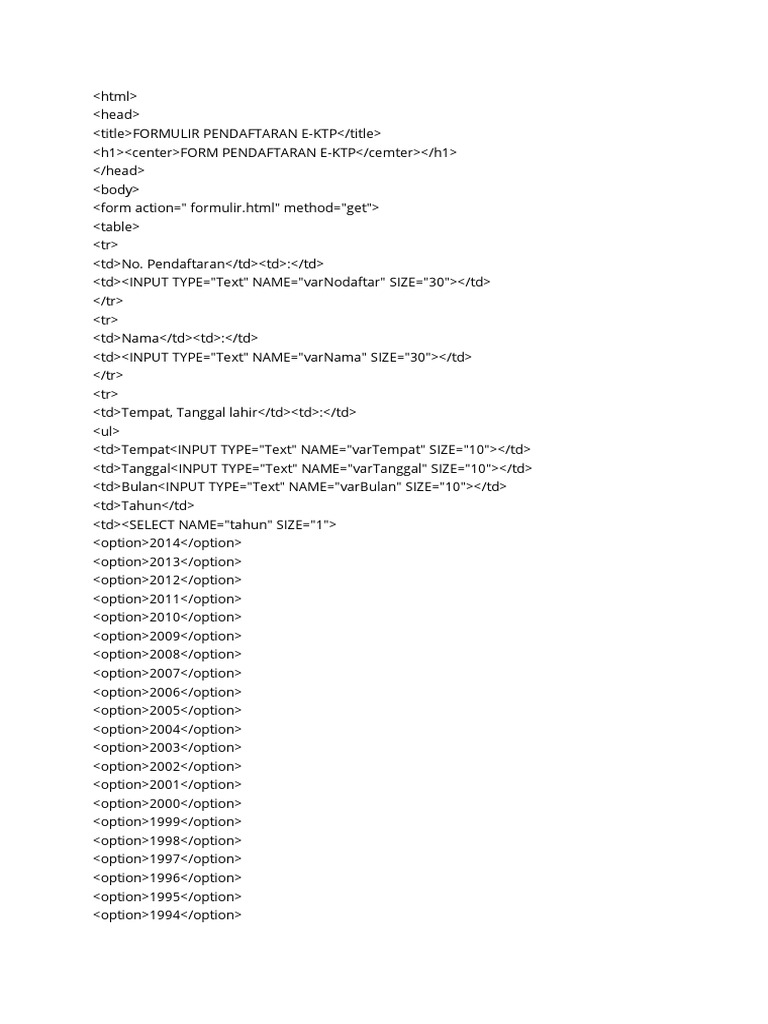 E-KTP Registration Form | PDF