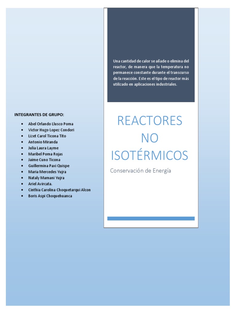 Reactores No Isotérmicos-1 PDF | PDF | Reactor Quimico | Entalpía