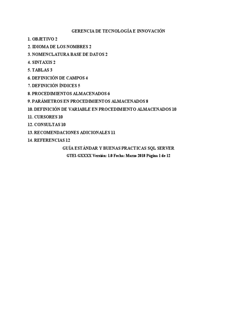 Buenas Practicas de SQL | PDF | SQL | Tabla (base de datos) Buenas Practicas de SQL | PDF | SQL | Tabla (base de datos)