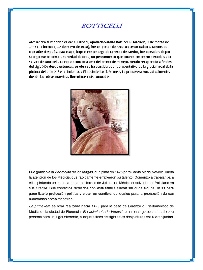 Botticelli | PDF | Rafael | Miguel Ángel