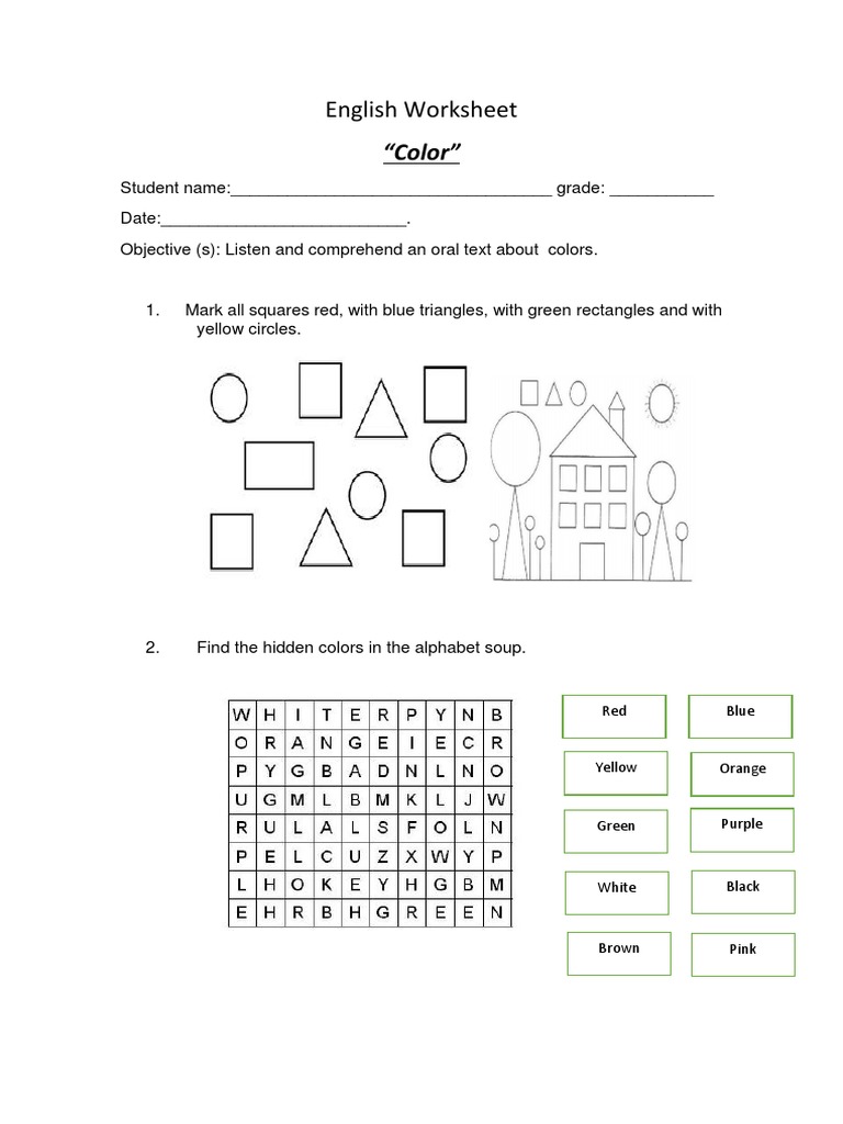 English Worksheet: "Color" | PDF