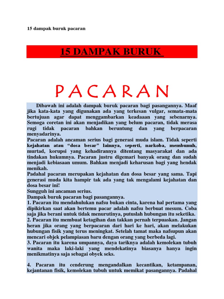 15 Dampak Buruk Pacaran | PDF