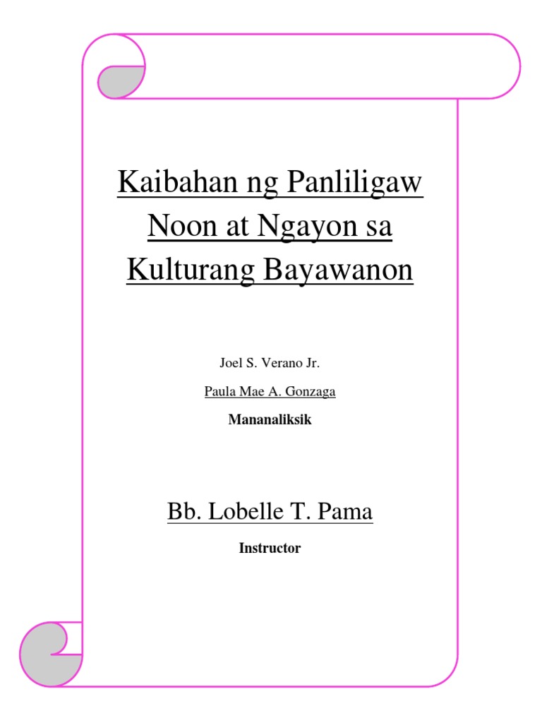 Kaibahan Ng Paraan Ng Panliligaw Noon At Pdf