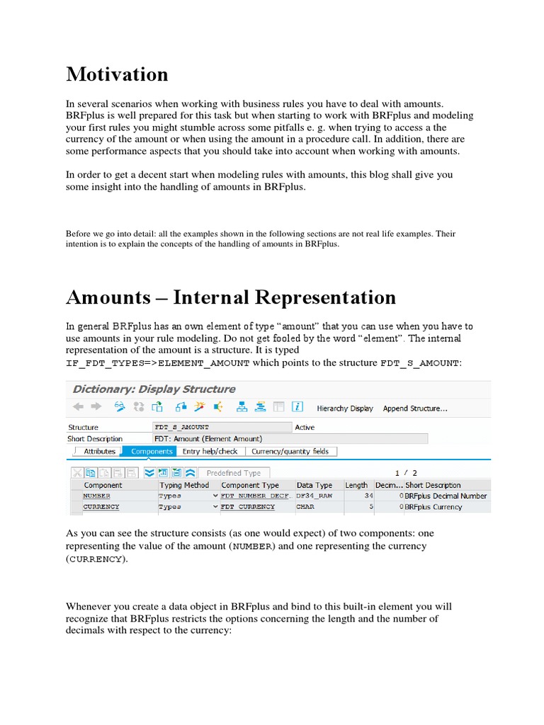 BRFplus Basics - Handling of Amounts | PDF | Parameter (Computer Programming) | Class (Computer ...