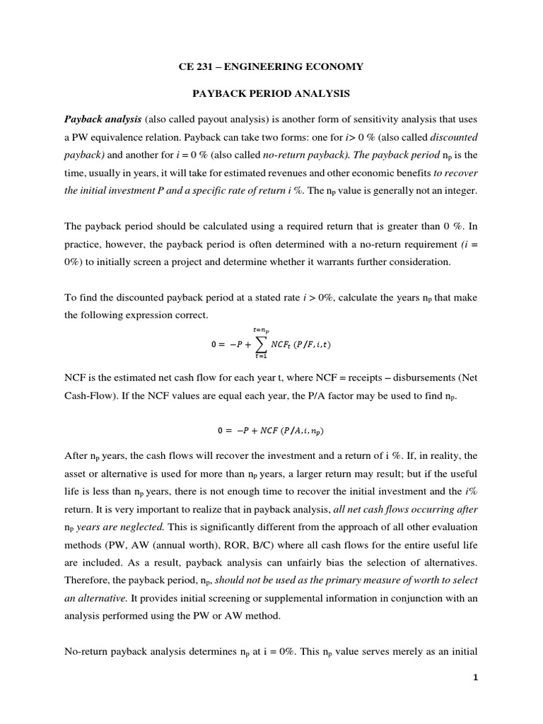Payback Period Analysis | PDF | Net Present Value | Internal Rate Of Return