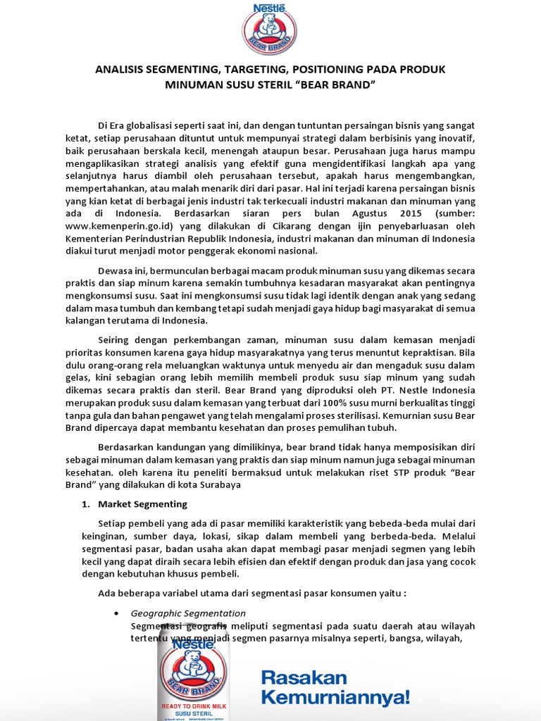 Analisis STP Bear Brand | PDF