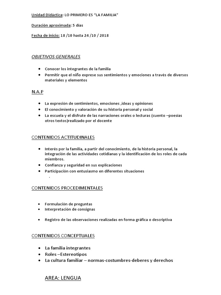 Unidad Didáctica sobre la Familia | PDF | Evaluación | Cognición