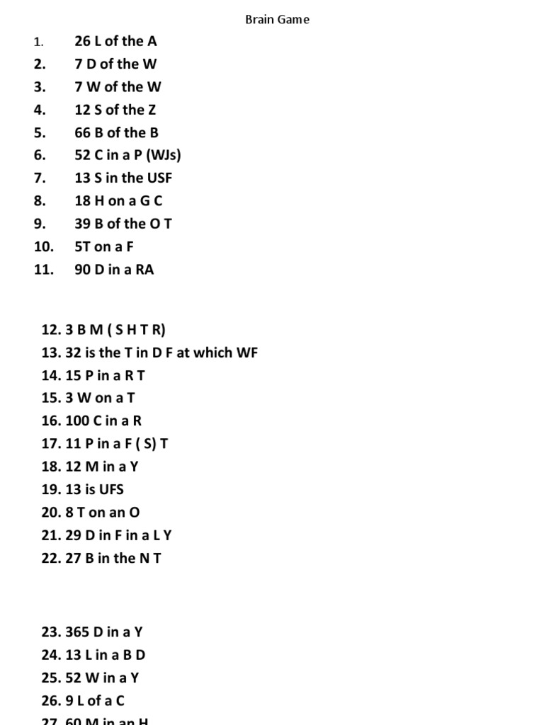 Brain Game | PDF