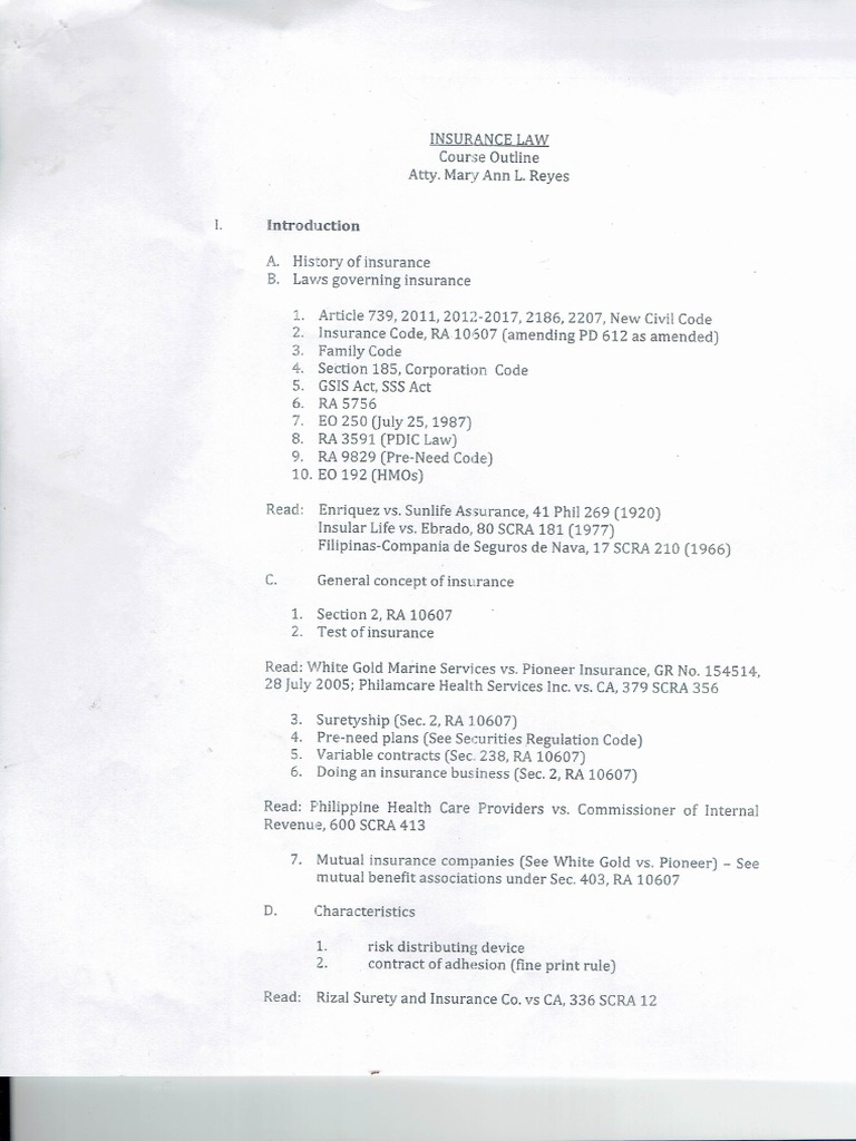 Insurance Outline | PDF