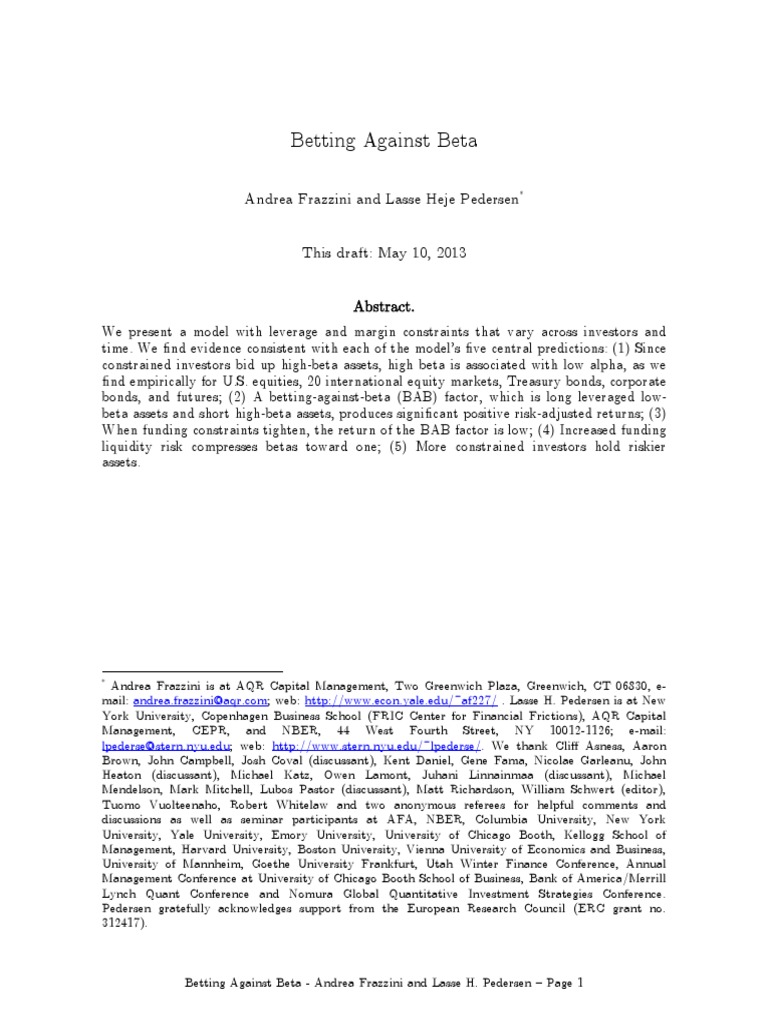 Betting Against Beta | PDF