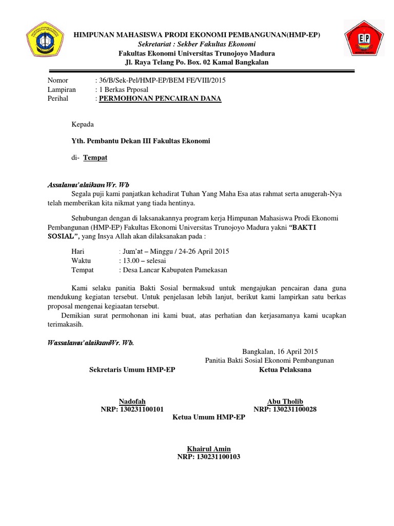 Surat Pencairan Dana | PDF