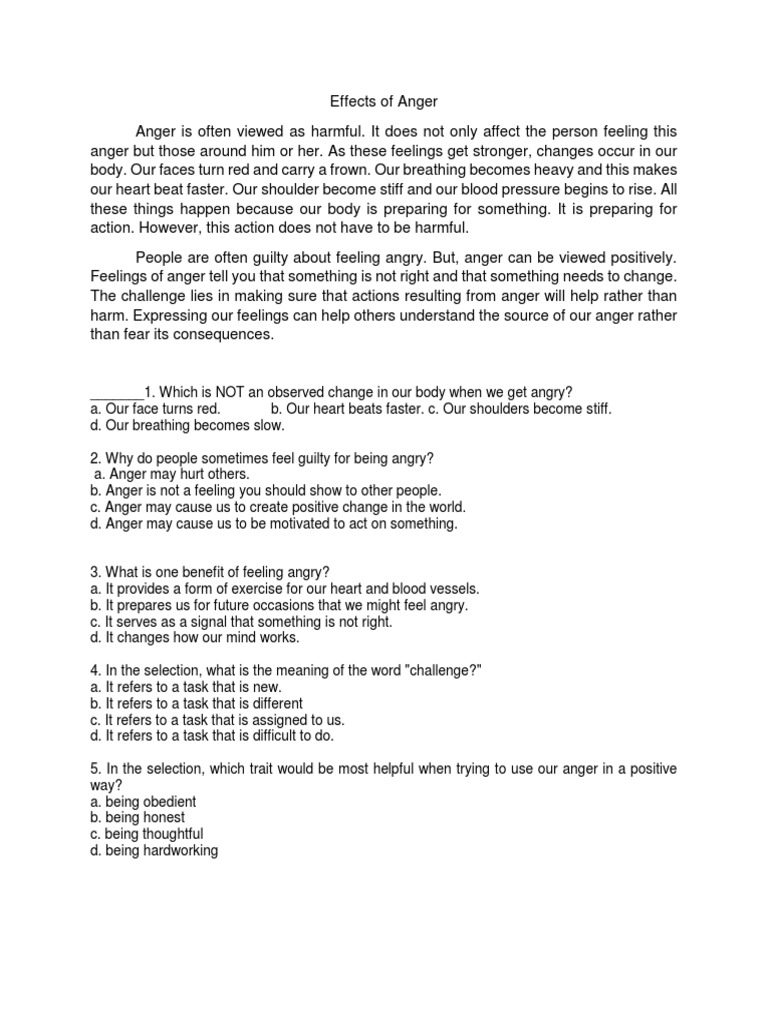 Positive and Negative Effects of Anger | PDF | Lifestyle