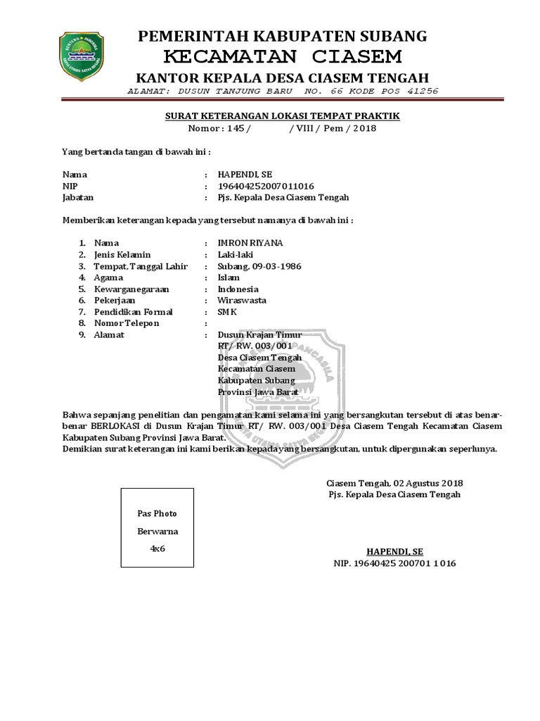 Surat Keterangan Desa | PDF