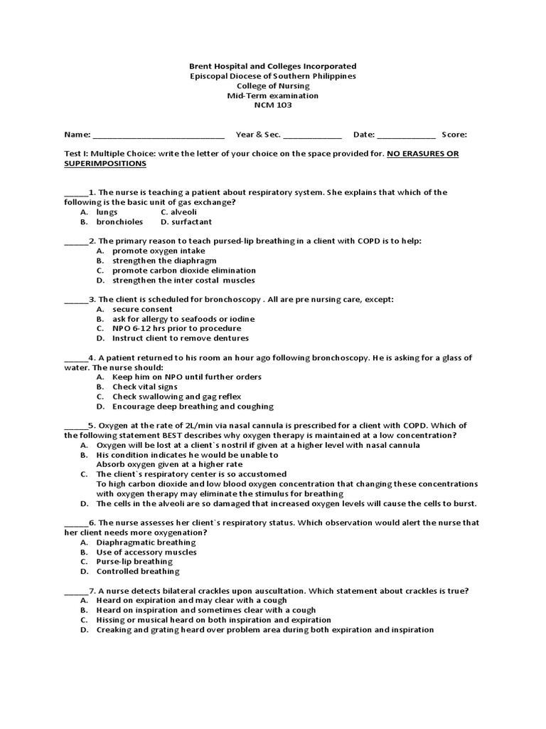 Oxygenation NCM 103 | PDF | Breathing | Chronic Obstructive Pulmonary ...